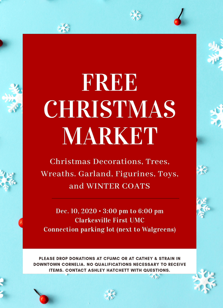 FREE Christmas Market today in Clarkesville - Now Georgia