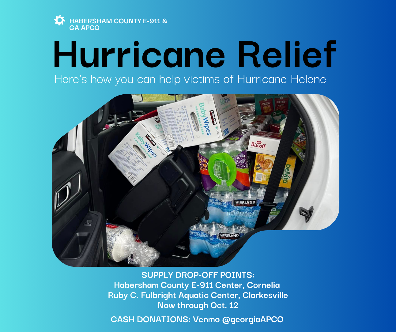 Habersham County E-911 seeks donations for Hurricane Helene relief ...