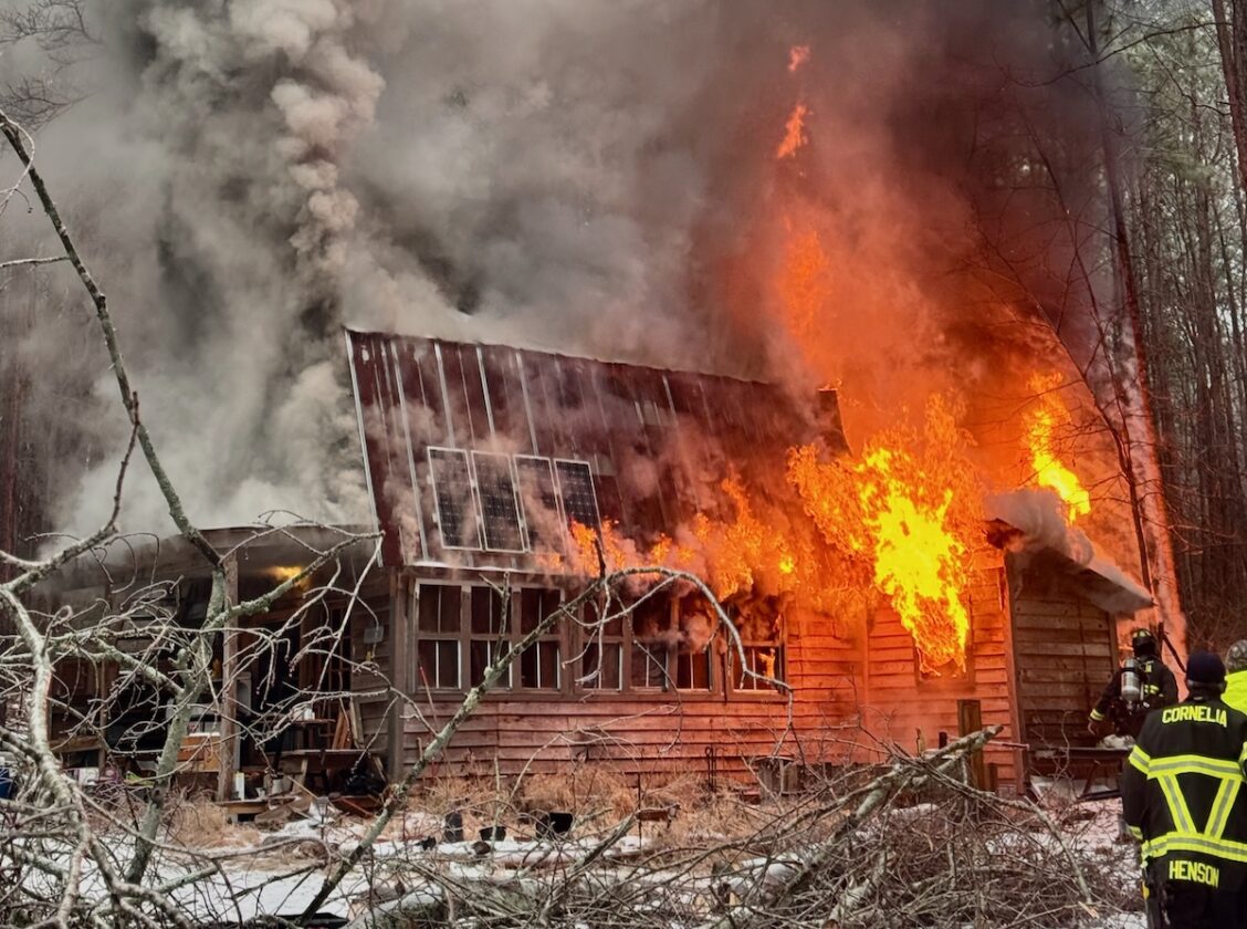 Winter weather leaves firefighters walking in as fire engulfs home ...