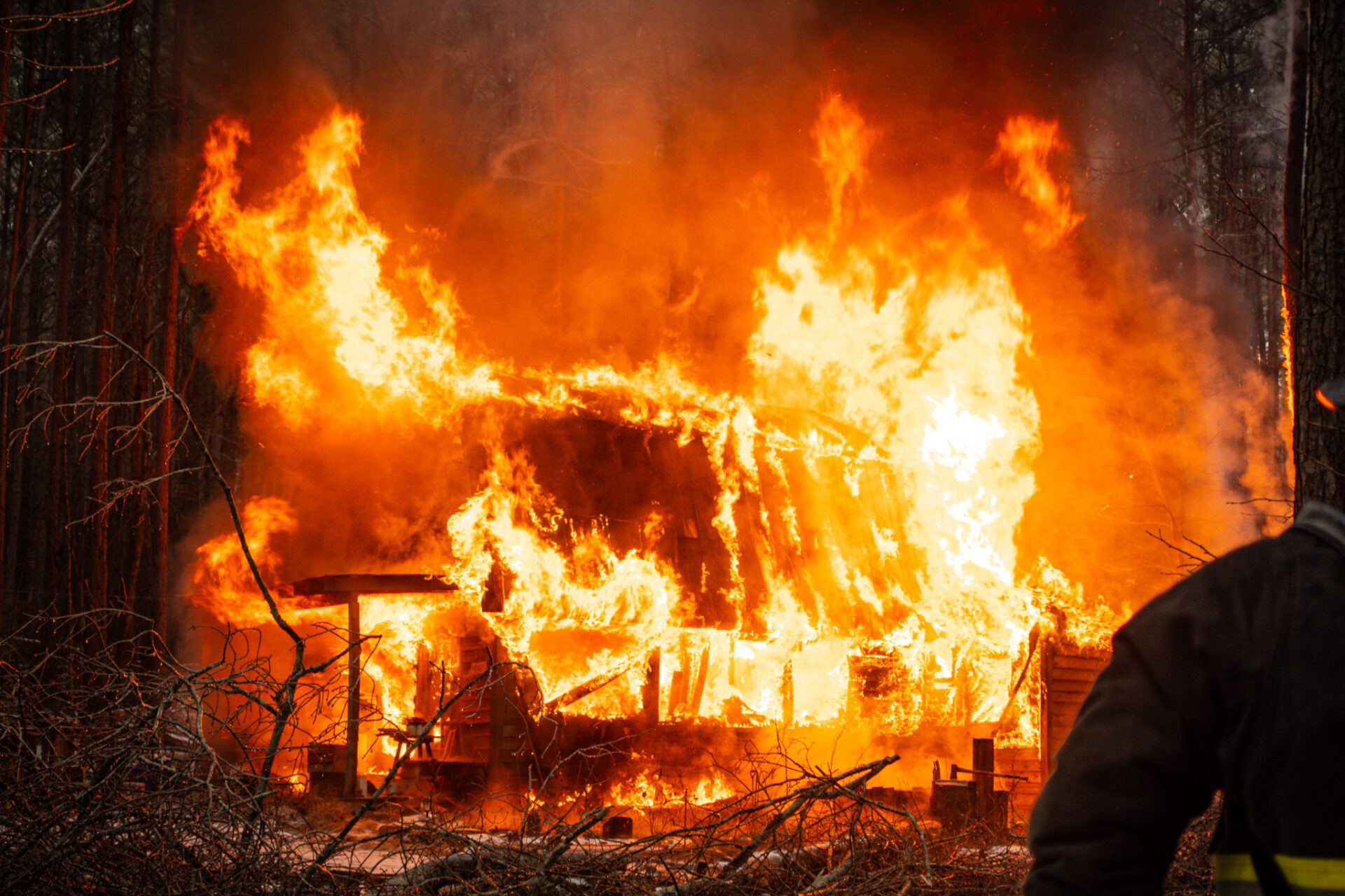 Winter weather leaves firefighters walking in as fire engulfs home ...