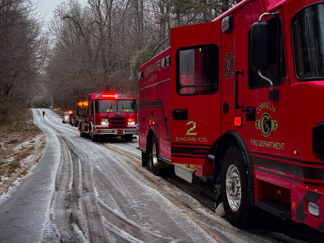 Winter weather leaves firefighters walking in as fire engulfs home ...