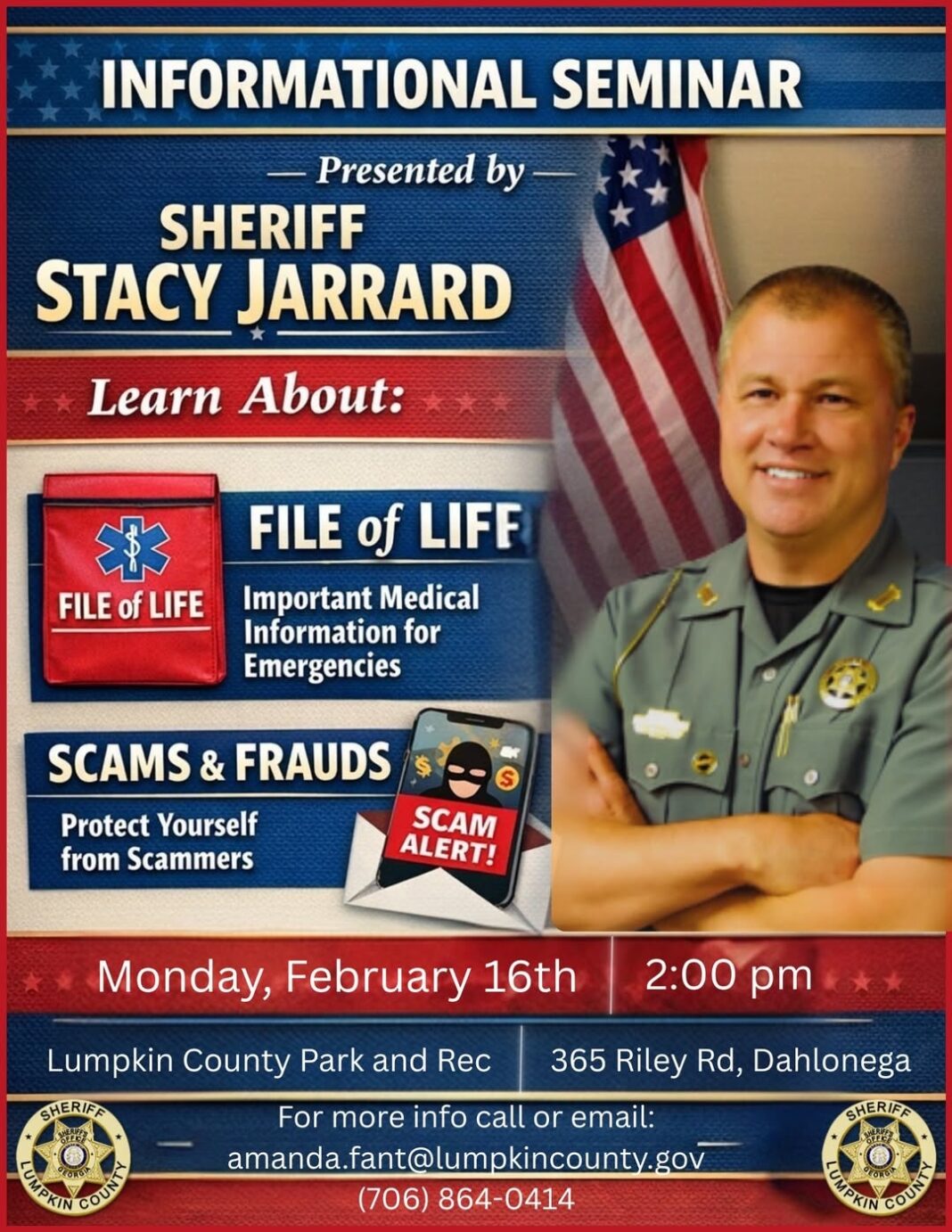 Lumpkin sheriff to host scam prevention, File of Life seminar Feb. 16 ...
